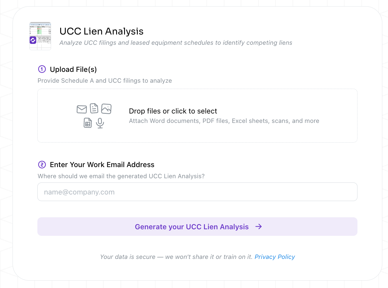 AI-powered UCC filing analysis